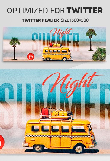 Retro Summer - Free Twitter Header PSD Template - 10029955 | by ...