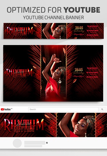 Red Creative Rhythm Dance Youtube Premium Social Media Template PSD ...