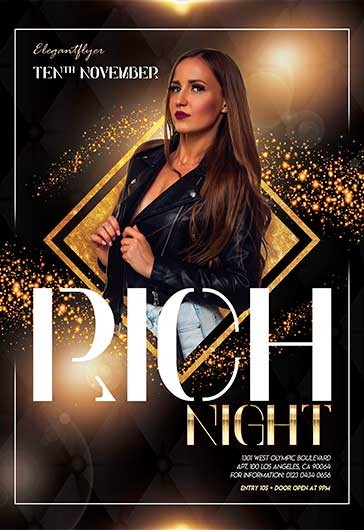 Black and Gold Luxury Rich Club Night Party Premium Flyer Template PSD