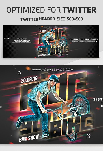 Black Creative Ride Your Bike Twitter Premium Social Media Template PSD