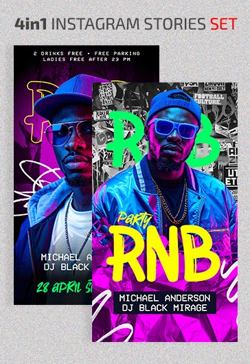 Purple Grunge RnB Party Instagram Stories Free Social Media Template PSD