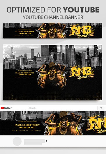 Black Simple RnB Party Youtube Premium Social Media Template PSD | by ...