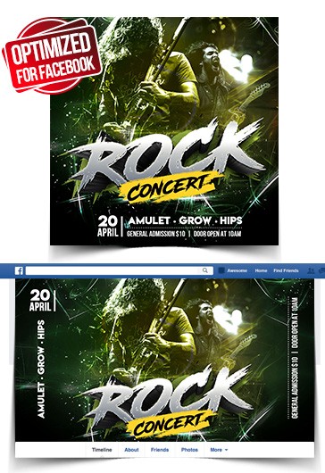 Green Glow Rock Concert Facebook Premium Social Media Template PSD | by ...