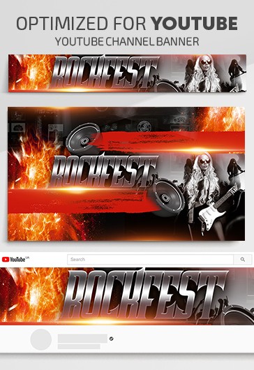 Black Simple Rock Fest Youtube Free Social Media Template PSD | by ...