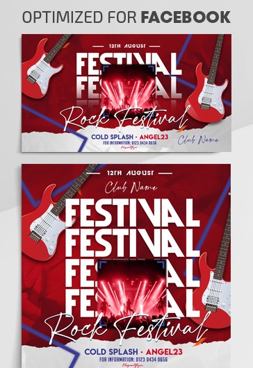 Red Creative Rock Festival Facebook Premium Social Media Template PSD ...