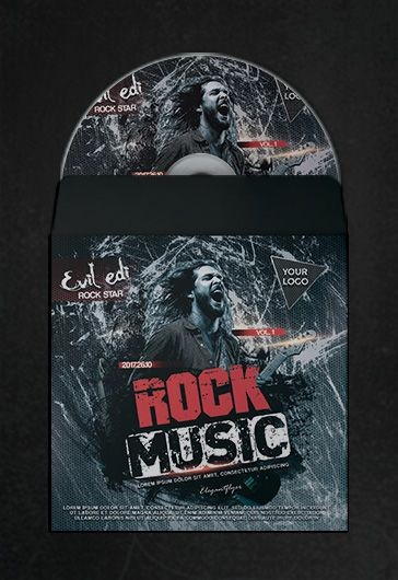 Gray Creative Rock Music Premium CD Album Cover Template PSD | by ...