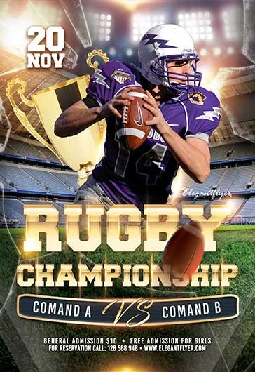 Green Creative Rugby Game Premium Flyer Template PSD | by Elegantflyer