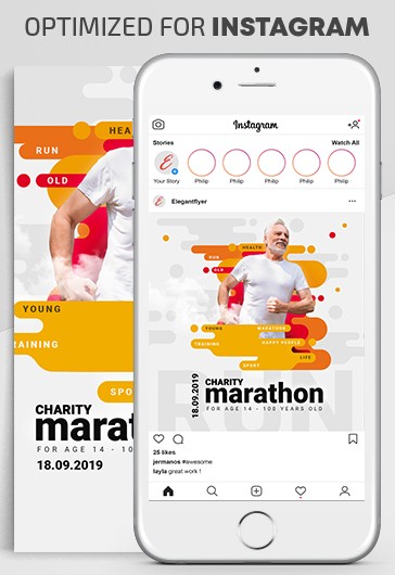 White Creative Run Marathon Instagram Free Social Media Template PSD ...