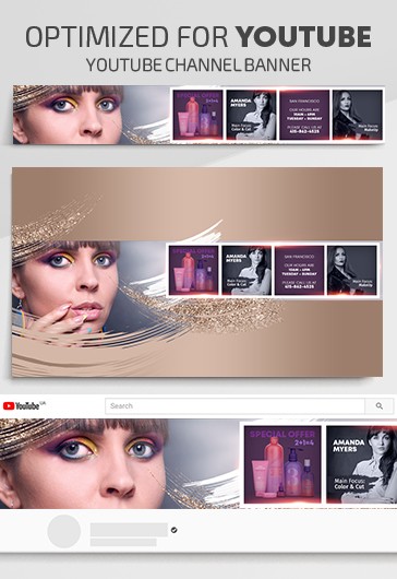 Green Simple Salon Beauty Youtube Premium Social Media Template PSD ...