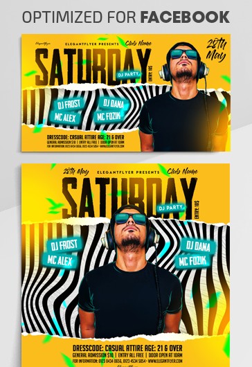 Yellow Creative Saturday DJ Party Facebook Premium Social Media ...