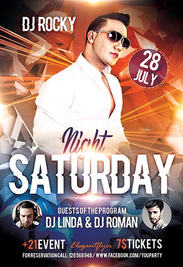 Multicolor Bright Saturday Night Premium Flyer Template PSD | by ...