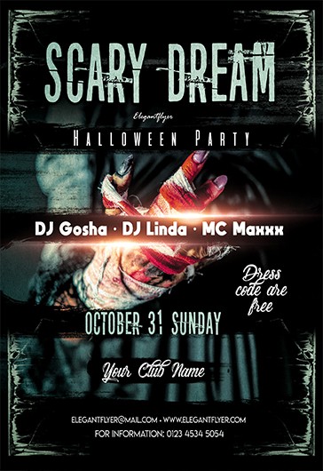 Black Dark Halloween Party Premium Flyer Template PSD | by Elegantflyer