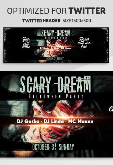 Black Artistic Scary Dream Halloween Party Twitter Premium Social Media ...