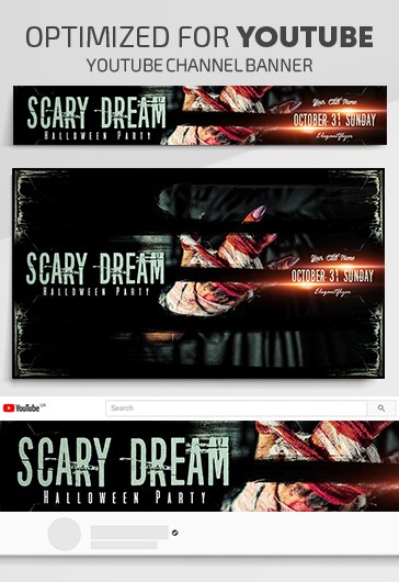 Black Dark Scary Dream Halloween Party Youtube Premium Social Media ...