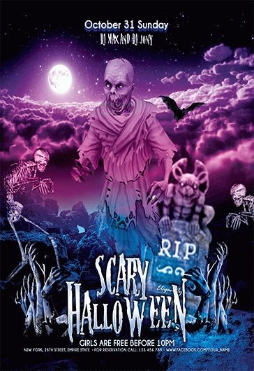 Pink Glow Scary Halloween Premium Flyer Template PSD | by Elegantflyer