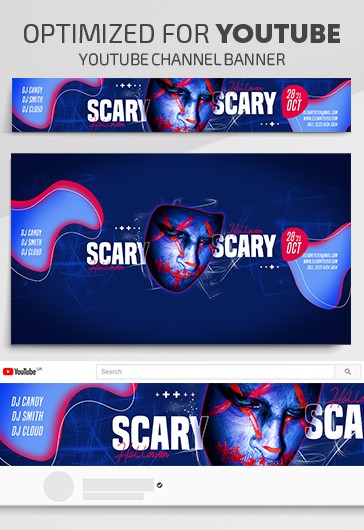 Scary Halloween - Free Youtube Channel banner PSD Template - 10031244 ...