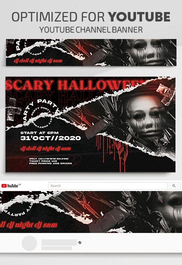 Black Dark Scary Halloween Youtube Premium Social Media Template PSD ...