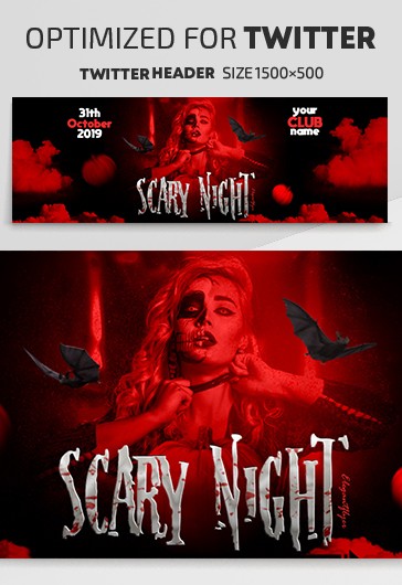 Black Simple Scary Night Twitter Free Social Media Template PSD | by ...