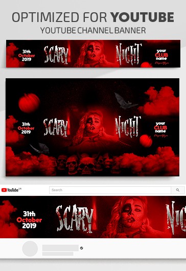 Red Dark Scary Night Youtube Free Social Media Template PSD | by ...