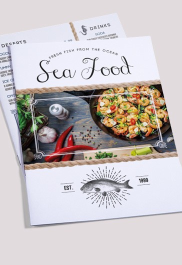 White Simple Seafood Menu Premium Brochure Template PSD | by Elegantflyer