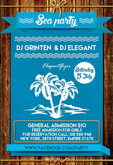 Blue Illustrated Sea party Flyer Premium Flyer Template PSD | by ...