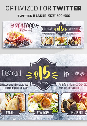 Seafood Restaurant - Free Twitter Header PSD Template - 10027166 | by ...