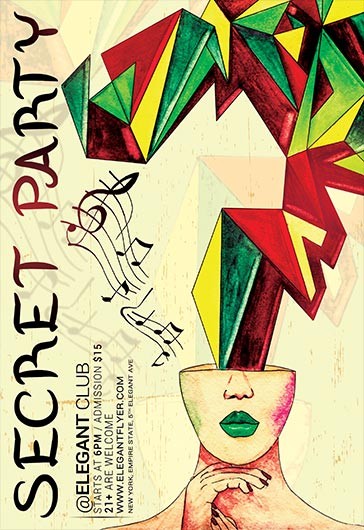 Multicolor Illustrated Secret Party Premium Flyer Template PSD | by ...