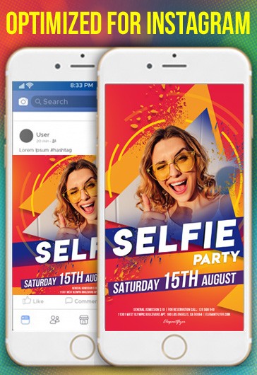 Yellow Colorful Selfie Party Instagram Premium Social Media Template PSD