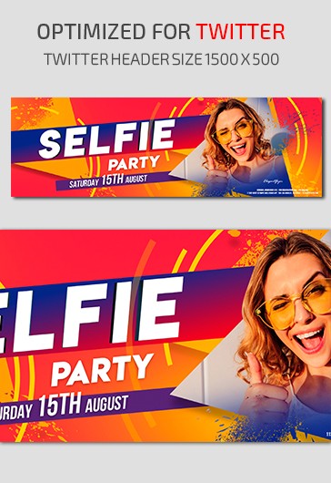 Yellow Abstract Selfie Party Twitter Premium Social Media Template PSD