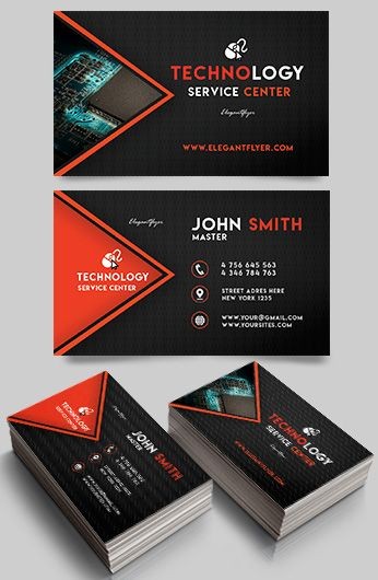 Black Creative Service Center Premium Business Card Template PSD | by ...
