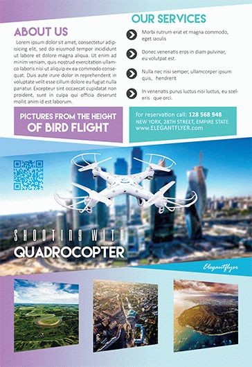 White Simple Shooting with Quadrocopter Premium Flyer Template PSD | by ...