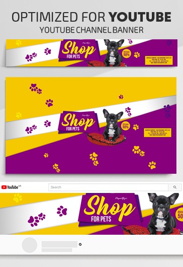 Yellow Creative Shop for Pets Youtube Free Social Media Template PSD ...