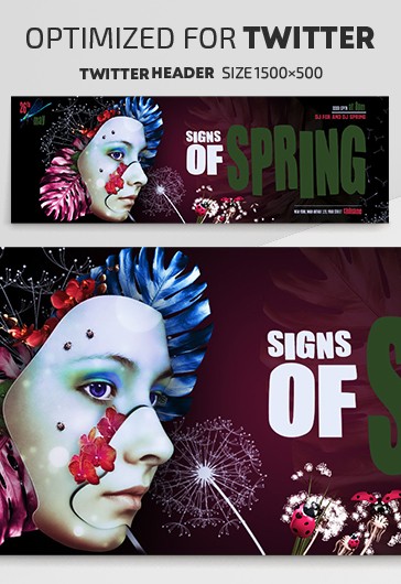 Signs of Spring - Free Twitter Header PSD Template - 10032302 | by ...