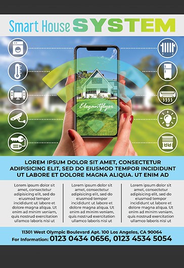 White Creative Smart House System Premium Flyer Template PSD | by ...