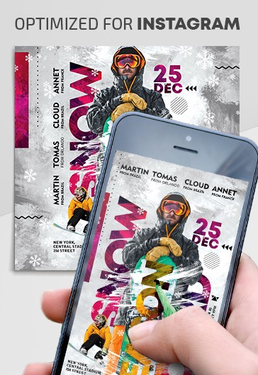 White Creative Snow Board Season Instagram Premium Social Media ...