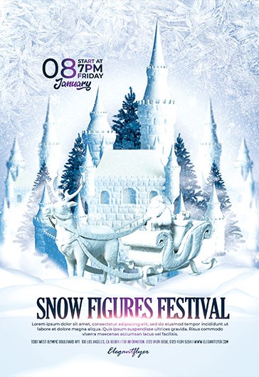 White Criativo Festival de Figuras de Neve Premium Modelo de Flyer em PSD