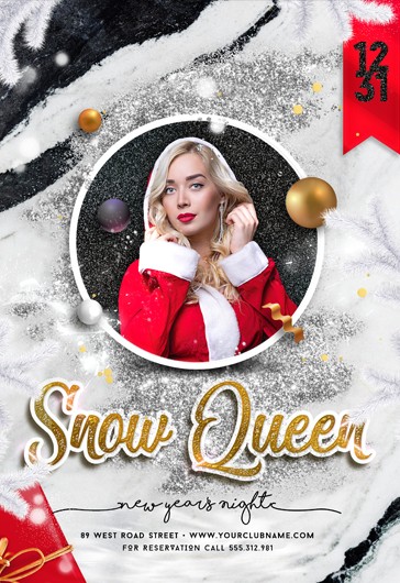 White Exclusive Snow Queen Night Premium Flyer Template PSD | by ...