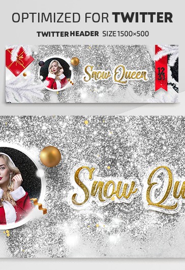 White Luxury Snow Queen Night Twitter Premium Social Media Template PSD