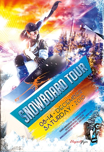 Snowboard Tour - Flyer PSD Template - 10017506 | by ElegantFlyer