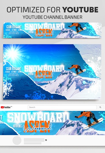 Snowboard Weekend - Free Youtube Channel banner PSD Template - 10031656 ...