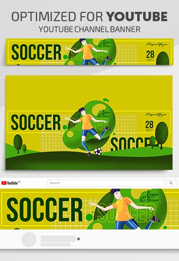 Yellow Creative Soccer Youtube Premium Social Media Template PSD | by ...