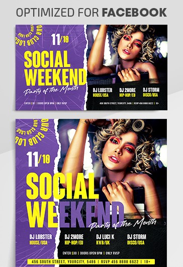 Social Weekend - Free Facebook Cover Template in PSD + Post + Event ...