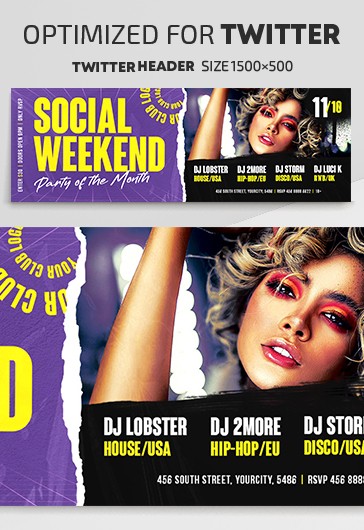 Social Weekend - Free Twitter Header PSD Template - 10031319 | by ...