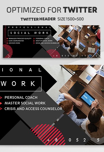 Social Work - Free Twitter Header PSD Template - 10027000 | by ElegantFlyer