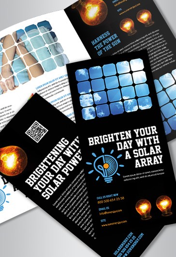 Black Creative Solar Energy Free Brochure Template PSD | by Elegantflyer