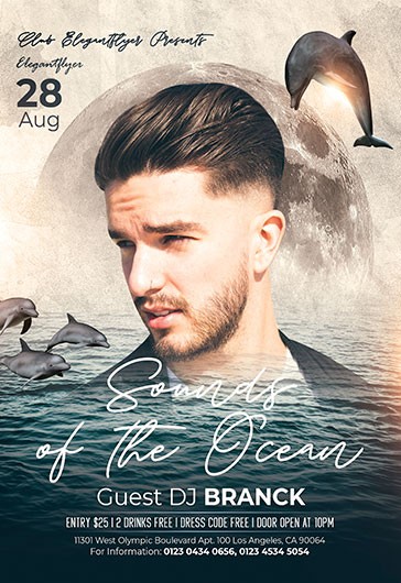 White Creative Sounds of the Ocean Free Flyer Template PSD | by ...