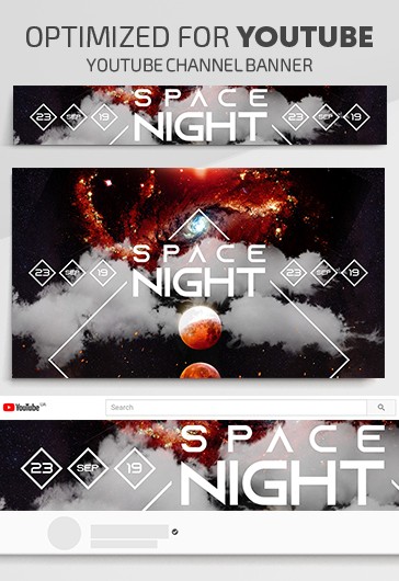 Black Creative Space Night Youtube Free Social Media Template PSD | by ...