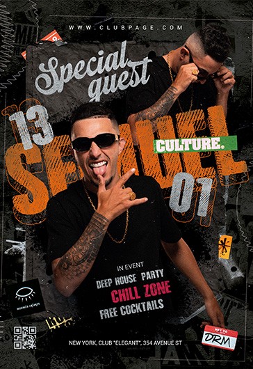 Gray Artistic Dj Guest Premium Flyer Template PSD | by Elegantflyer