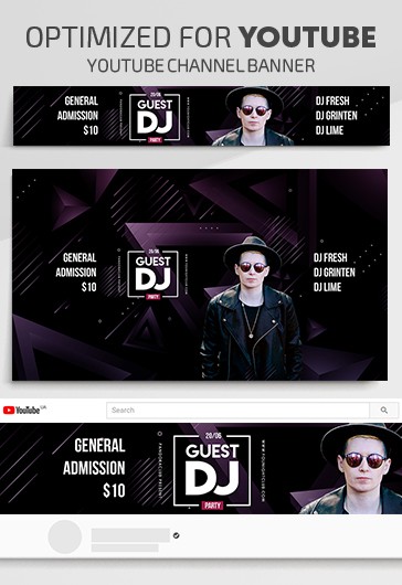 Black Creative Special Dj Guest Youtube Premium Social Media Template PSD