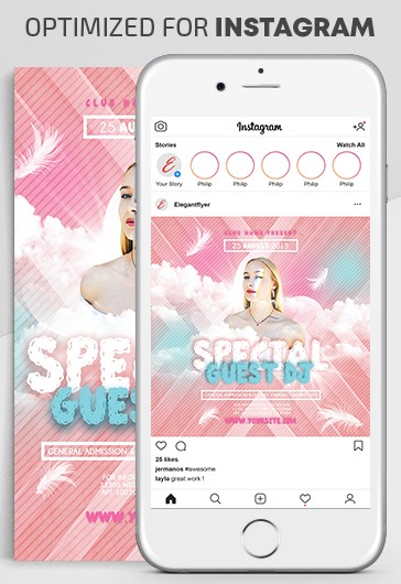 Pink Creative Special Guest DJ Instagram Premium Social Media Template PSD
